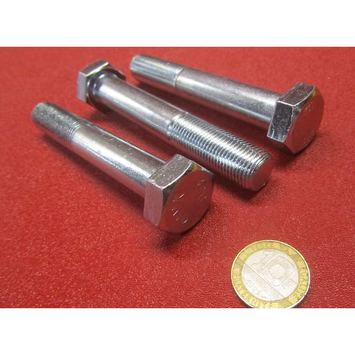 Class 8.8 Zinc Plated Steel Hex Head Bolts PT M16 x 1.5 mm x 100 mm Long 3 pcs.