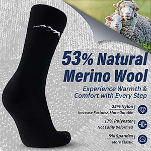 Merino Protect Merino Wool Socks for Men Warm Soft Hiking Socks Odor Resistant Crew Socks Hiking Hunting Cycling