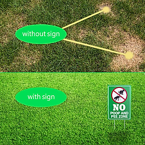 WaaHome Double Side No Poop and Pee Zone Yard Signs with Stakes, 8''X12'' No Pooping Dog Sign
