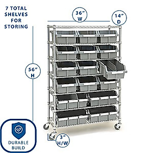Seville Classics Commerical Grade NSF-Certified Bin Rack Storage Steel Wire Shelving System - 16 Bins - Gray