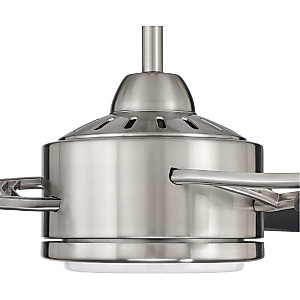 Craftmade JOU64BNK3 Journey Modern 64" Indoor/Outdoor Damp Location Large Ceiling Fan with LED Lights & Remote/WiFi, 3 Black Walnut ABS Blades, DC Motor, Brushed Polished Nickel