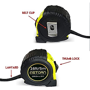 Astorn Metric Tape Measure 16ft/5M Retractable - Clear, Easy to Read Measuring Tape for Adults & Kids - Cinta Metrica Profesional Measurement Tape for Contractors & DIY
