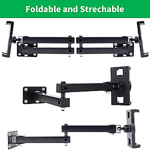 Mippko Foldable Tablet Wall Mount Holder,Multiple Angles Adjustment Extendable Articulating Aluminum Alloy Mount for 7~12.9 inch Tablets iPad/Nexus/LG G Pads/e-Reader/Switch