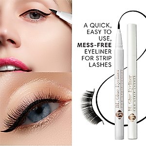 BL Lashes Glue Eyeliner for False Lashes | 2-in-1 Felt-Tip Eyelash Adhesive and Eyeliner, Easy to use, Extra Strong Hold for Strip Lashes 0.7ml/0.02fl Oz