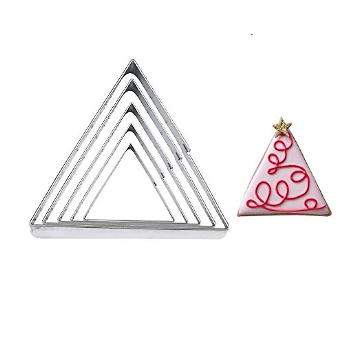 SK Triangle Shape Cookie Cutter Set, Stainless Steel, 5-Piece, Small(2.7in)