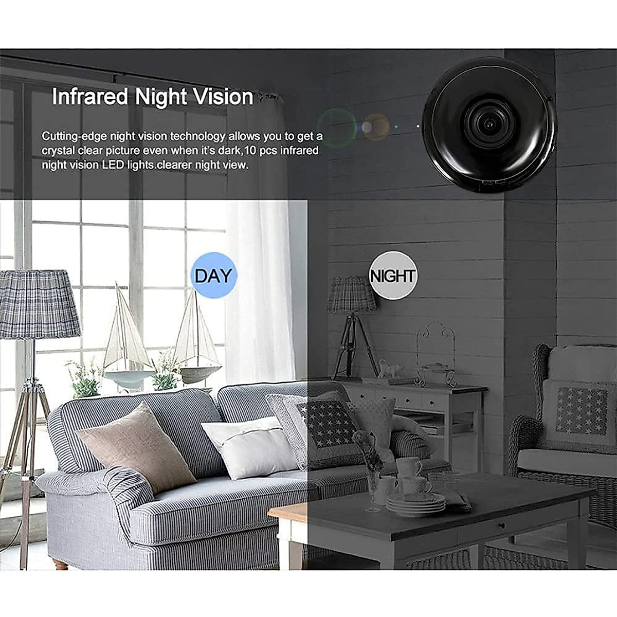 X W EI UNION Camera Hidden Home Security Spy Camera WiFi with Audio and Video Mini Spy Cam WiFi Nanny Cam Baby Monitor, Night Vision Live Feed 2.4G WiFi Remote View Video Playback