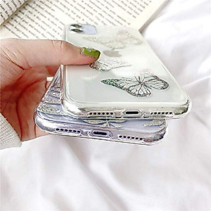 LUSAMYE Compatible with iPhone 12 and iPhone 12 Pro Case with Screen Protector,Clear Cute Butterfly Design Soft TPU Electroplated Cover Bling Glitter Cool Slim Trendy Pattern for Girl Women Phone Case