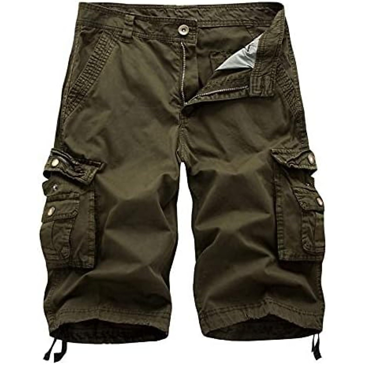 Men's Multi Pocket Zipper Cargo Short Outdoor Casual Loose Fit Dungarees Shorts (Green,44)