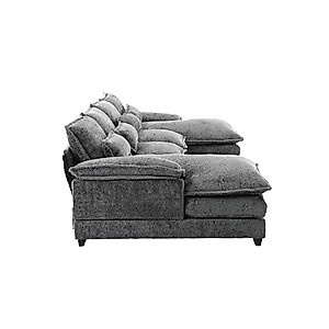 ERYE U-Shaped Cushions Deep Seat Sectional Sofa Couch w/Double Chaise (Left & Rightuper Comfy Sofa & Couch for Home Office Apartment Living Room Sets