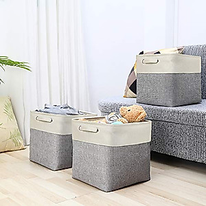 AivaToba 13 x 13 x13 Inch Large Fabric Storage Bins, Foldable Cube Storage Basket Set of 3 for Organizing, Storage Cube Bins with Handles for Shelf Closet Nursery Home