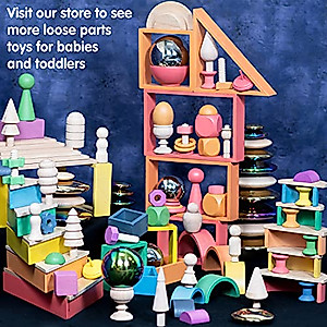 TickiT-74001 Rainbow Wooden Nuts & Bolts - Set of 14 - 7 Nuts and 7 Bolts in Matching Shapes & Colors - For Ages 12m+ - Loose Parts Wooden Toys for Toddlers and Preschoolers