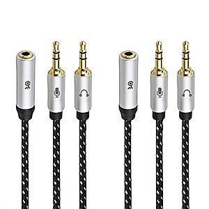 Cable Matters 2-Pack 3.5mm Female to Dual Male Headphone Mic Splitter Cable (3.5mm Headset Splitter) - 0.2m / 10 Inches