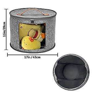 EVEKEI Hat Storage Boxes for Women and Men Hat Storage with Lid, Large Foldable Round Travel Hat boxes, Cowboy Hat Box, Bandboxes Fedora Felt Big Hat Storage Box, Hat Box for Men Large Round, Hat Organizer Hat Box for Travel 17" x 11" Inch Gray