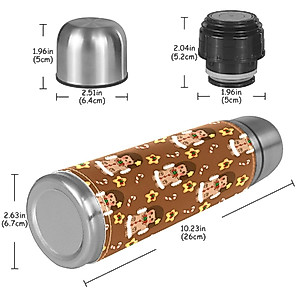 Stainless Steel Leather Vacuum Insulated Mug Christmas Cookies Thermos Water Bottle for Hot and Cold Drinks Kids Adults 16 Oz