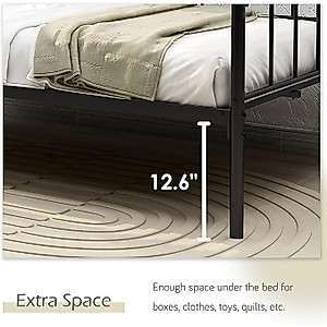 alazyhome Twin Size Metal Daybed Guest Bed Frame for Living Room Bedroom Steel Slat Support No Box Spring Needed Space Saving Black