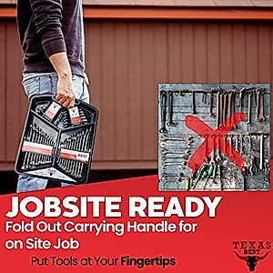 Texas Best Chrome Vanadium Steel Combination Wrench Set | SAE (Inch) & Metric Sizes | Quick Access Hanging Tray | Carry Case Master Organizer Included (32 Pc)