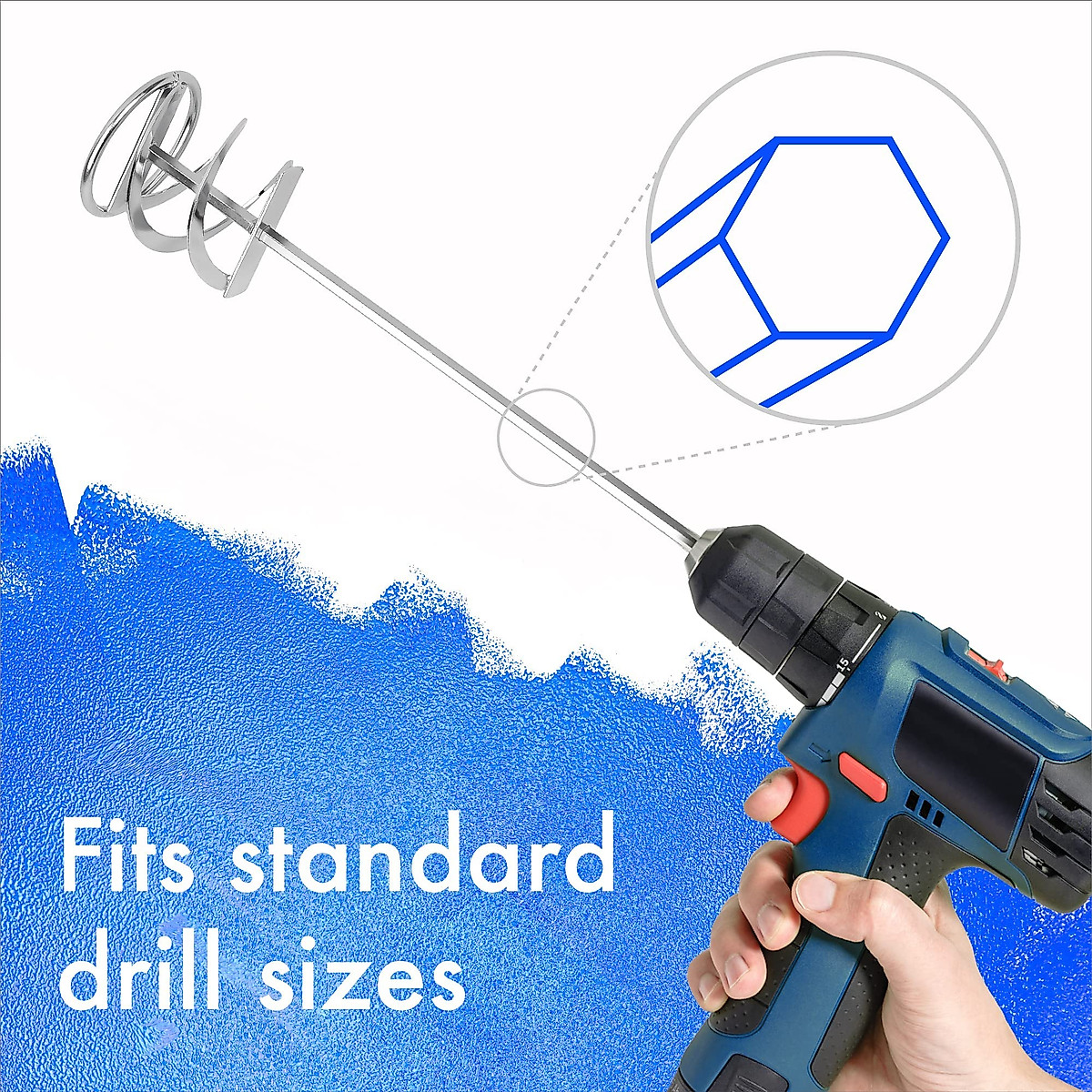 IMPRESA - [2 Pack] Paint Mixer for Drill - Extra Long Rust Proof Drill Mixer - Paint Stirrer Drill Attachment - Easy Cleaning Drill Paddle - Paint Stirrers - Paint Mixer for Drill 5 Gallon