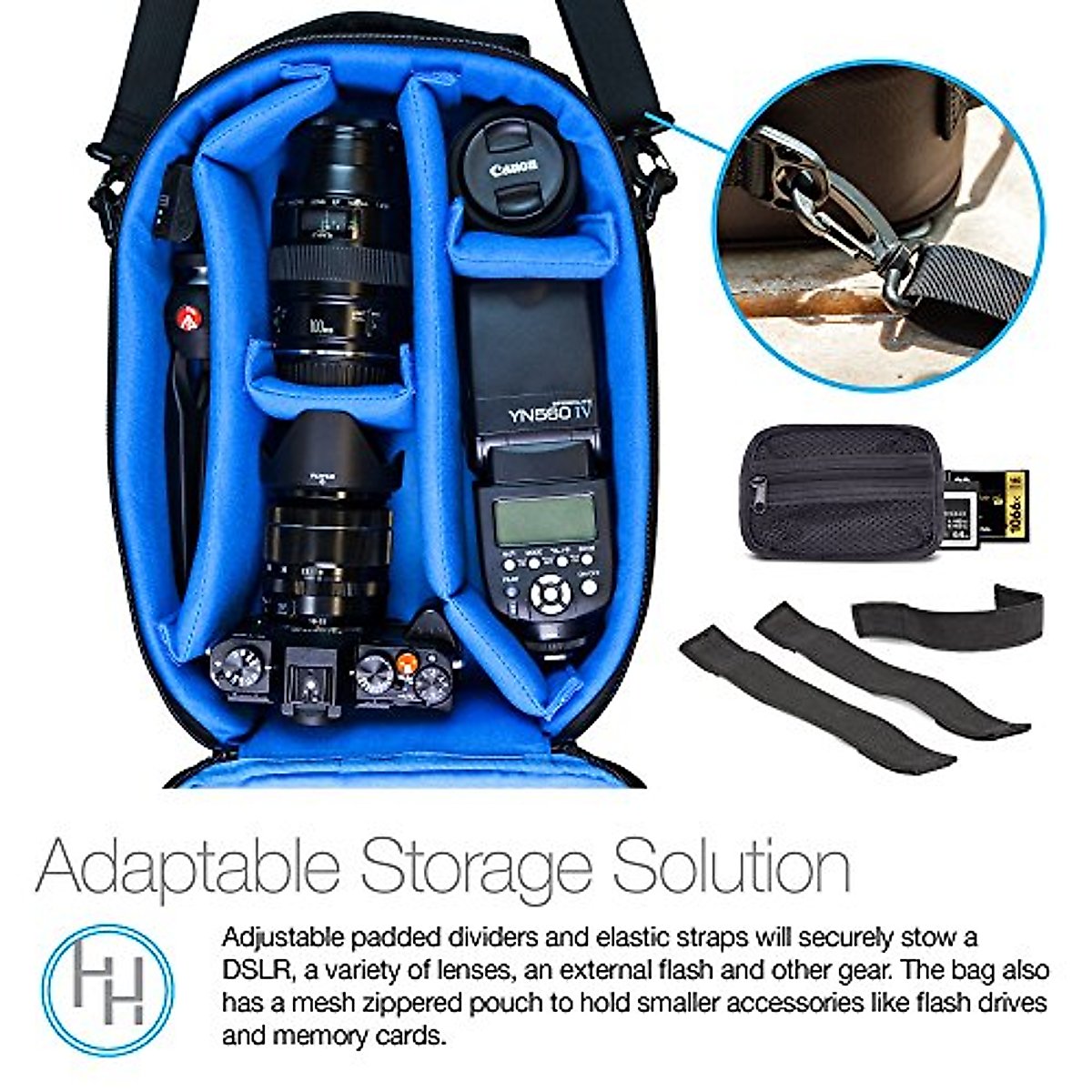 Naztech Camera Bag Has A Modular Backpack Insert and Adjustable Padded Divders to Securely Stow Your Equipment. Water Resistant with Removable Straps