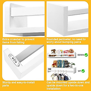 Lixintray Nursery Book Shelves Set of 2, 24inch Floating Bookshelf Natural Solid Wood Book Shelf for Kids Room Nursery Room, Wall Mounted Shelves Bedoom Bathroom Toy Kitchen and Decor Storage