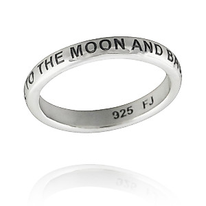 FashionJunkie4Life Sterling Silver I Love You to the Moon and Back Engraved Stackable Ring Band, Sizes 6-9 (9)