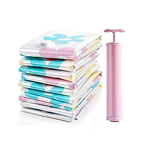YFQHDD 9Pcs Thickened Vacuum Storage Bag, Reusable Blanket Quilt Storage Bag 4 Large 4 Medium with Hand Pump