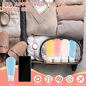 7 Pcs Travel Bottles for Toiletries, 3oz Leak Proof Travel Size Toiletries, Portable Silicone Travel Bottles for Toiletries, Squeezable Travel Accessories Kits for Hotel Gym Travelling Bathroom