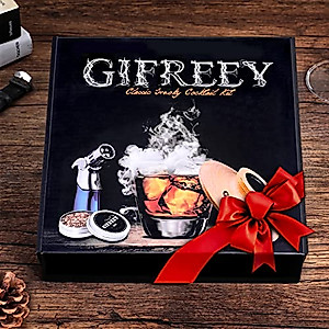 Cocktail Smoker Kit with Torch - Old Fashioned Smoker Kit for Drink Smoker, Bourbon/Whisky Smoker Kit,3 Different Wood Chips for Whiskey & Bourbon(Without Butane)