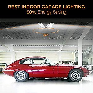 2 Pack LED Garage Lights, 145W 16500 Lumens Deformable Garage Ceiling Lighting, 6000K Daylight with Four Leaf Garage Ceiling Light Fixture E26/E27 LED Shop Light for Barn Basement Workshop Warehouse