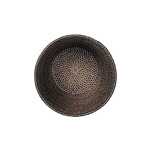 Kouboo Loma Round Rattan Paper Waste Basket, Trash Can Bathroom, Garbage Bin, Bedroom, Kitchen, Office, Home Desk Small Wicker Bin for Waste, Paper, Espresso
