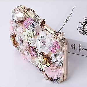 Women Fashion Luxury Party Handbags Wedding Bag Floral Bag Purses and Handbags Clutch bag Cross body Bag (Pink)