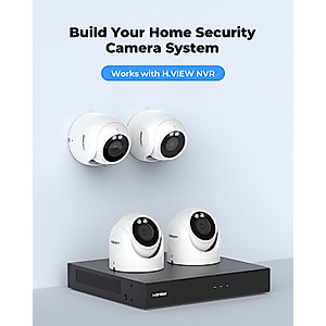 H.VIEW 8MP/4K Outdoor Dome Security POE IP Camera, Smart Dual Illumination, 100ft Night Vision, 2.8mm Lens Wide Angel, IP66, One-Way Audio, H.265+, Smart AI Detection, (Hikvision Compatible)