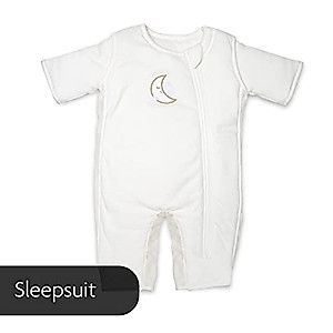 Baby Brezza 2-in-1 Baby Sleepsuit - Unique Swaddle Transition Sleepsuit - Breathable with Mesh Panels - Converts from Sleepsuit to Sleep Vest, 3-6 Months, Cream