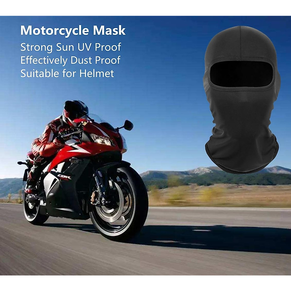 Balaclava Ski Mask Head Mask Full Face Mask Windproof Face Cover Sun UV Protection Scarf Men Women Outdoor Sport Cycling Cap (Black)