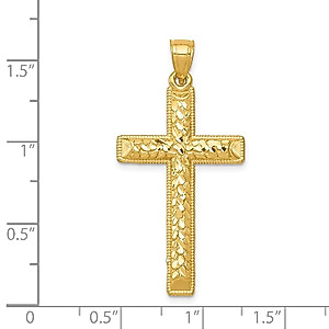 Diamond2Deal Gift for Mothers Day 14K Yellow Gold Diamond-Cut Latin Religious Crucifix Cross Pendant Fine Jewelry for Women