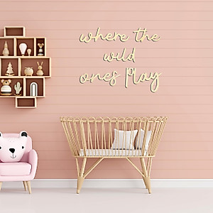 Playroom Wall Decor Where the Wild Ones Play Room Wooden Sign Wall Art Decoration for Boys and Girls Playroom Toy Room Kids Toddler Nursery Room Bedroom Home Word Cutouts Sign (Girl Pink)