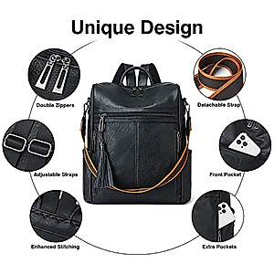 tiamyi Backpack Purse for Women Fashion Convertible Shoulder Bags Casual College Anti-Theft Daypack Wristlet with Tassel