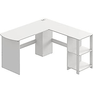 SHW L-Shaped Home Office Wood Corner Desk, White