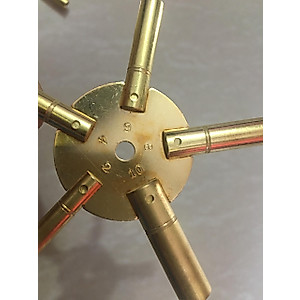 Universal 5 Prong Brass Clock Key for Winding Clocks, Odd and Even Numbers with Cover from Brass Blessing (5192)