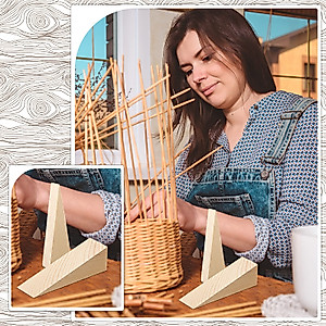 Treela Wooden Wedges for Chair Caning Supplies Wood Wedge Non Slip Wood Door Wedge Tool Triangle Wood Block for Chair Caning Door Stop, 3.94 x 1.18 x 1.18 Inch(10 Pieces)