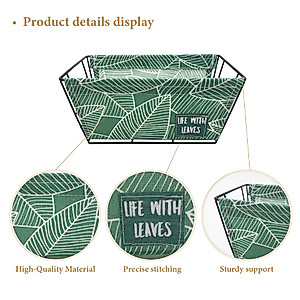 AIPOKE EPOCH Canvas Storage Basket Metal Holder Desk Table Organizer Home Decor, White Leaf