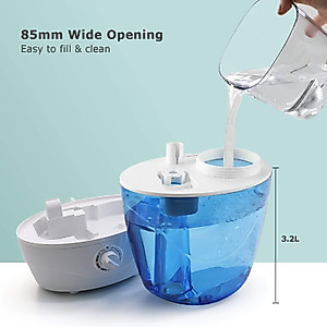 Cool Mist Humidifier, 3.2L Ultrasonic Humidifiers for Bedroom Kids, Air Humidifier for Home, Whisper Quiet Vaporizer for Babies with 360°Nozzle,Waterless Auto Shut Off,30H Work Time, Filterless, Blue