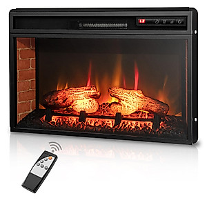 ORALNER Electric Fireplace Insert 26 Inch, Recessed Freetanding Fireplace Heater w/ 4 Adjustable Brightness Levels, Remote & 6H Timer, Overheat Protection, 1400W Fireplace Insert for TV Stand, Black