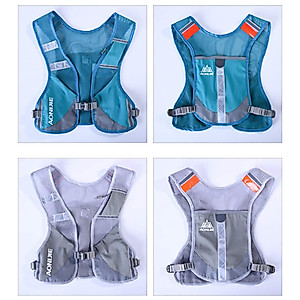 AONIJIE Men Women Ultralight Running Vest Pack Reflective Breathable Hydration Backpack for Hiking Camping Marathon Cycling Race (Green- with 2 pcs 250ml Bottles)