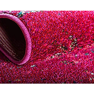 Unique Loom Vita Collection Saturated Over-Dyed Traditional Gradient Area Rug, 4 ft x 6 ft, Fuchsia/Light Blue