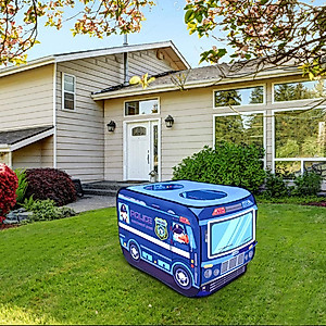 FUN LITTLE TOYS 44"×28" Kids Pop Up Tent with Policeman Costume and Carrying Case, Indoor and Outdoor Police Car Tent for Kids Play Tent Gift for Boys and Girls