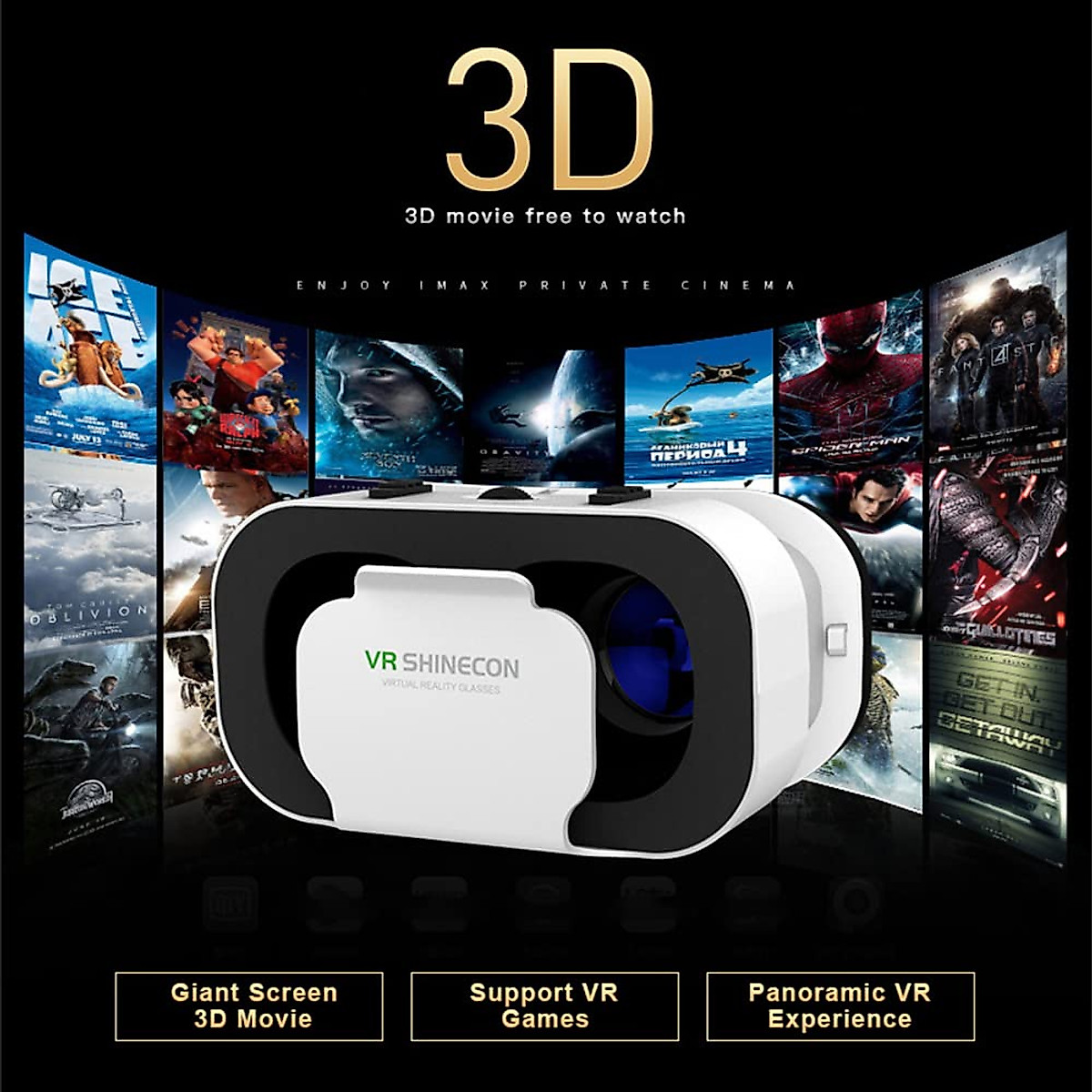 VR G05 Virtual Reality H-D Lens Headset Economical 3D VR Glasses for 4.7-6.0 inches Android iOS Smart Phones, Gift for Kids and Adults for 3D Gaming and VR Videos