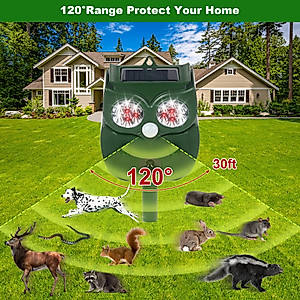Ultrasonic Solar Animal Repellent - Waterproof Outdoor Pest Repellent for Mouse, Snake, Stray Cat, Dogs, Deers, Squirrels