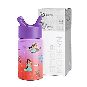 Simple Modern 10oz Disney Summit Kids Water Bottle Thermos with Straw Lid - Dishwasher Safe Vacuum Insulated Double Wall Tumbler Travel Cup 18/8 Stainless Steel -Aladdin: A Whole New World