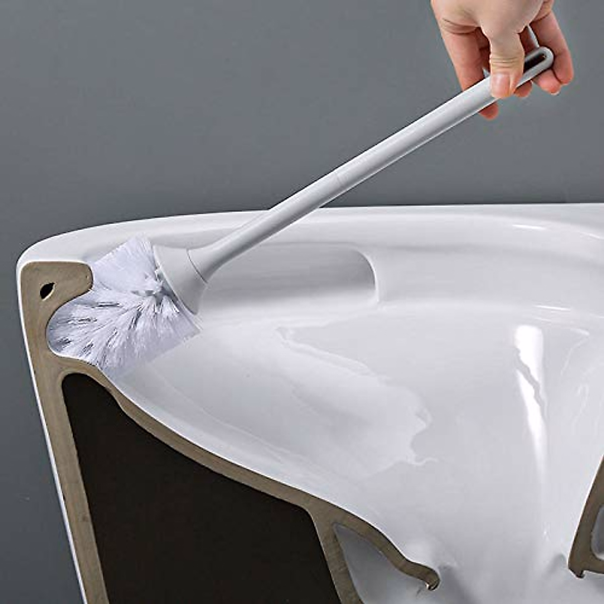 Floor Standing/Mounted Wall Toilet Brush,Deep Cleaner Bathroom Toilet Brush and Quick Drying Holder Set,for Home Hotel-White