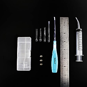 Melleco Upgraded 6.75" Tonsillith Pick Tonsil Stone Remover Tool Care, Blue + Cleaning Irrigator Syringe + Stainless Steel Pick + Throat Nose Nasal Mist Pump Bottle